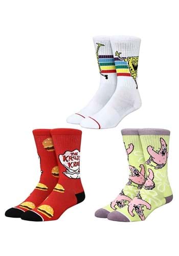 SpongeBob, Krabby Patty, & Patrick 3 Pair Crew Socks – American Dream Shops